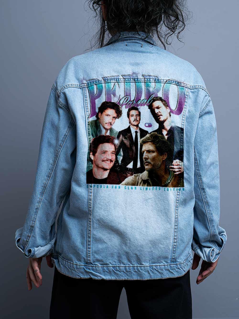 Jaqueta Jeans Oversized Unissex Pedro Pascal Fan Club – Cápsula Shop